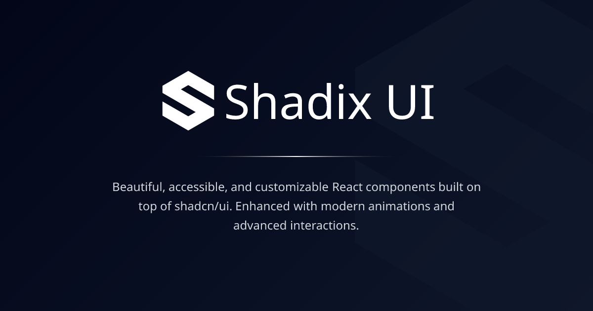 Shadix UI - A Custom Component Registry for shadcn/ui