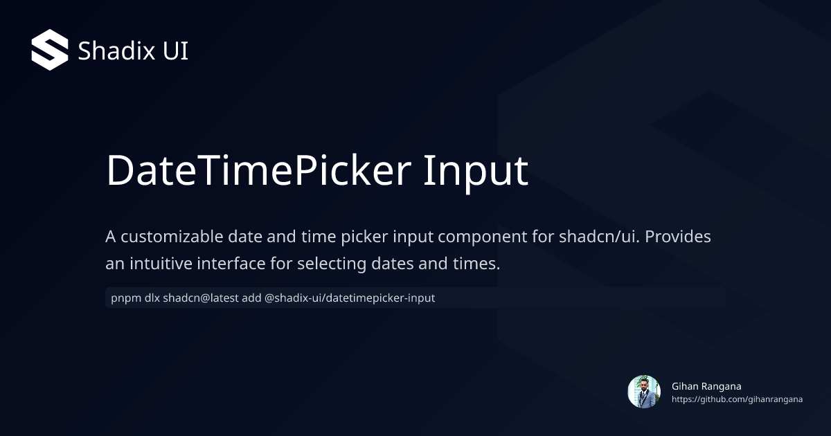 DateTimePicker Input | Shadix UI