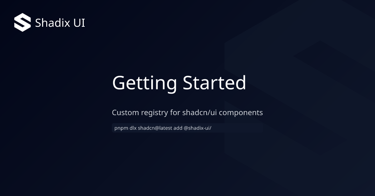 Getting Started | Shadix UI